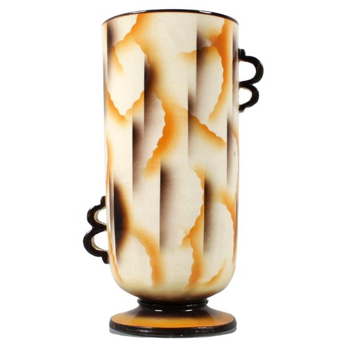 Futuristic Airbrushed Ceramic Vase, Italy, 1930s for sale at Pamono