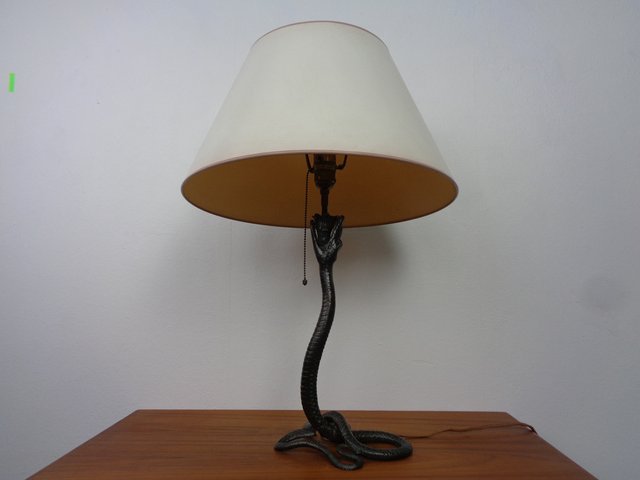 Art Deco Snake Bonze Table Lamp, France, 1920s for sale at Pamono