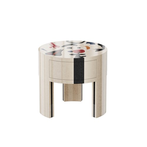 Dolores Bedside Table with Surrealist Print in White Wood by HOMMÉS ...