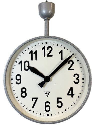 Large Industrial Double Sided Railway or Factory Clock from Pragotron ...