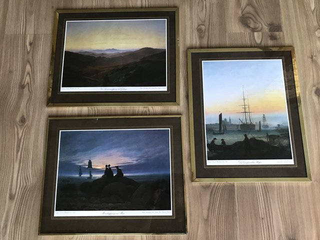 Stampe incorniciate da Caspar David Friedrich, anni '70, set di 3 in ...