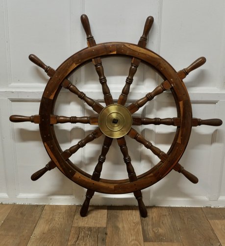 Large Mid 20th Century Teak Ships Wheel, 1960s for sale at Pamono