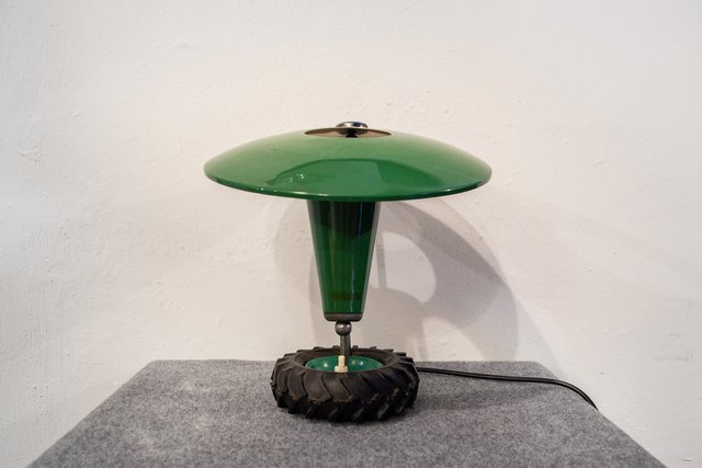 Vintage Italian Aluminum Lacquin and Rubber Lamp, 1960s for sale at Pamono