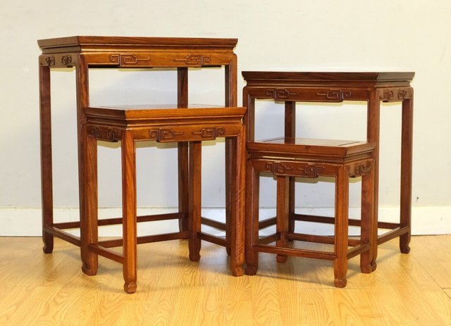 Chinese Carved Nesting Tables, Set of 4 for sale at Pamono