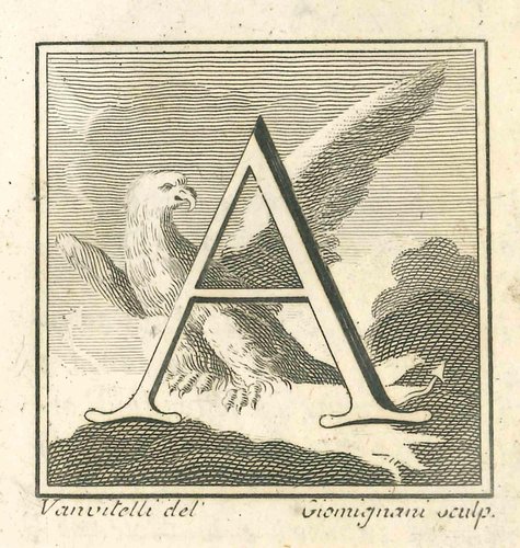 Unknown, Letter of the Alphabet A, Etching, 18th Century for sale at Pamono