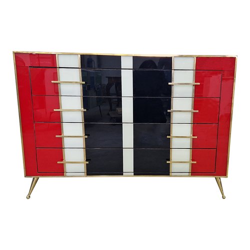 4-Drawer Glass Dresser, 1990s for sale at Pamono