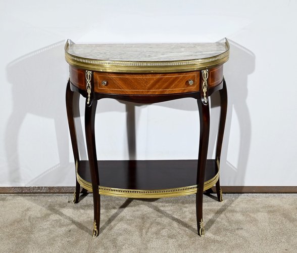 Small Half-Moon Console Table in Mahogany, 1890s for sale at Pamono
