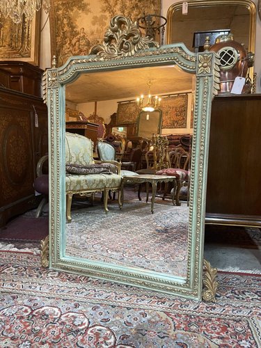 French Style Miror in Green Painted Wood for sale at Pamono