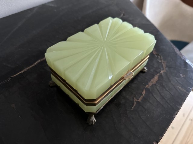19th Century French Opaline Glass Box in Pistachio Green, 1880s for ...