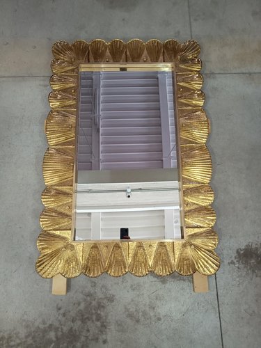 Mid-Century Gold Color Murano Glass and Brass Wall Mirror, 2000s for ...