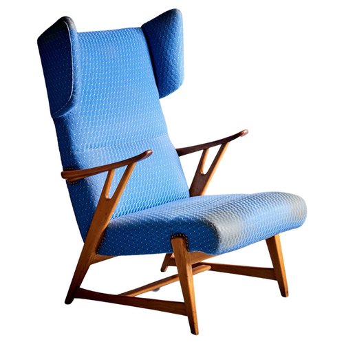 Italian Winged Highback Lounge Chair in the style of Carlo Molino ...