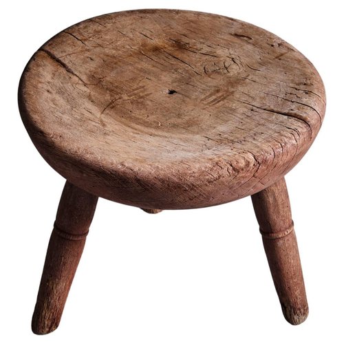 Rustic Farmers Stool in Original, 1890s for sale at Pamono