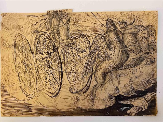 Unknown, The Sacred Flying Chariot, Drawing, 1937 for sale at Pamono