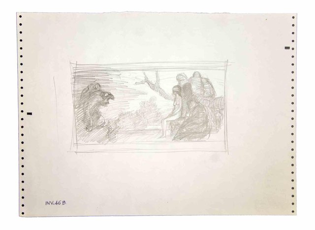 Leo Guida, Sybil in the Forest, Pencil Drawing, 1970s for sale at Pamono