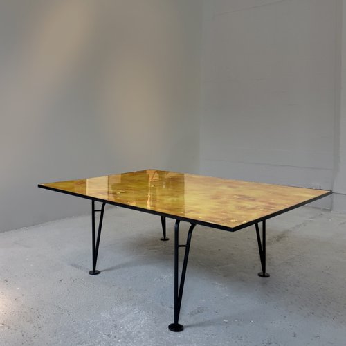 Asymmetrical Table with Metal Metal Legs and Light Resin by Giannoni ...