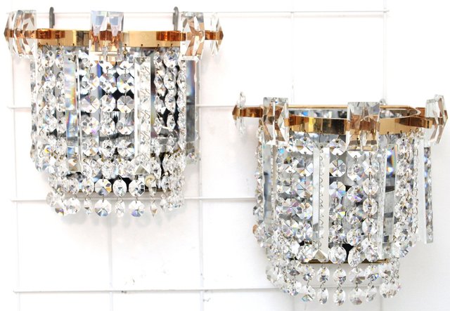 Lead Crystal Wall Lights from Maderna, 1960s, Set of 2 for sale at Pamono