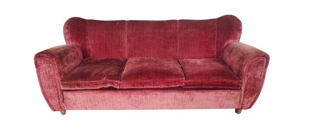 Rotes italienisches Vintage Samtsofa, 1950er bei Pamono kaufen