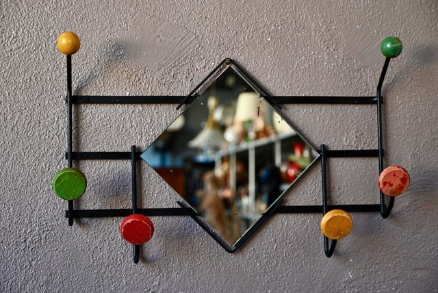 Vintage Coat Racks with Mirrors and Coloured balls, 1950s for sale at ...