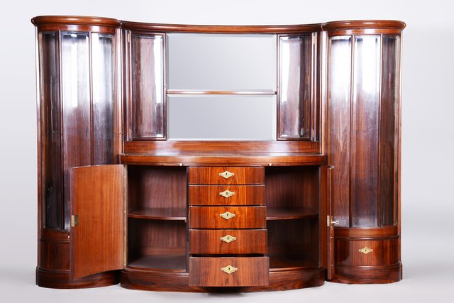 Art Deco Oval-Shaped Sideboard in Rosewood & Original Glass and Mirror ...