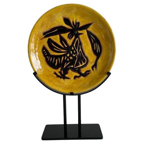 Jean Lurçat, Ocker Combatant Teller, 1955, Keramik bei Pamono kaufen