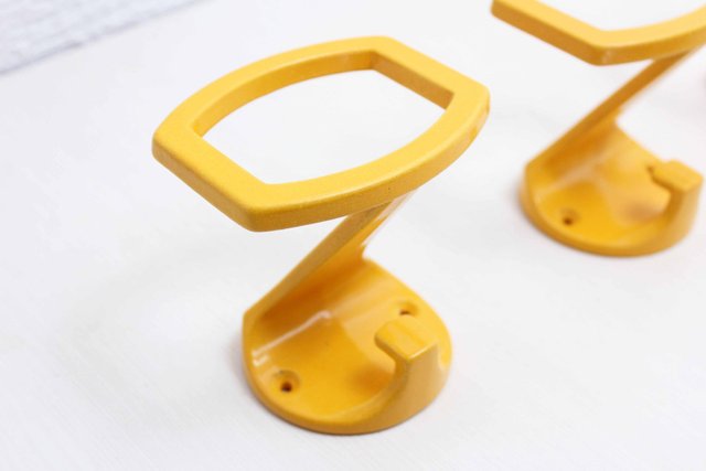 Vintage Yellow Hooks, 1970s, Set of 3 for sale at Pamono