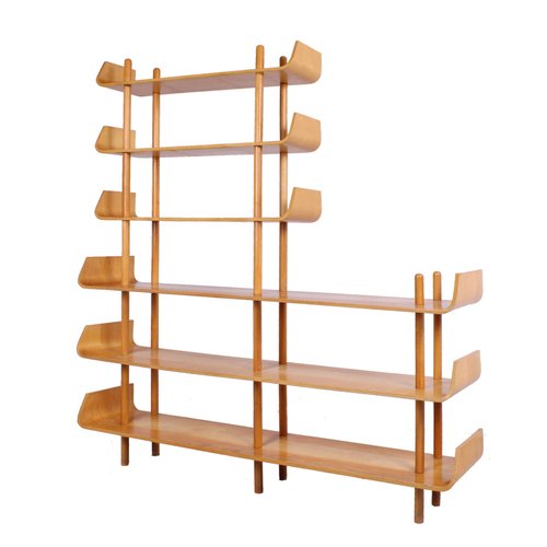 Large Birch Wall Unit by Willem Lutjens for Gouda Den Boer, 1950s for ...