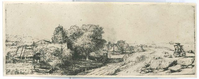 Charles Amand Durand después de Rembrandt, paisaje con un lechero, del ...