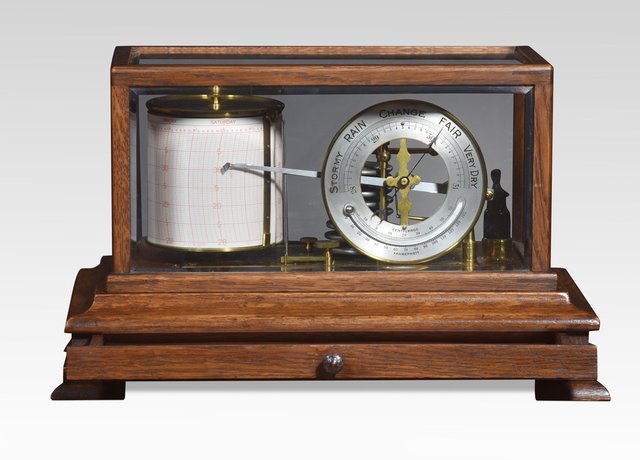 Oak Cased Barograph and Barometer, 1890s for sale at Pamono