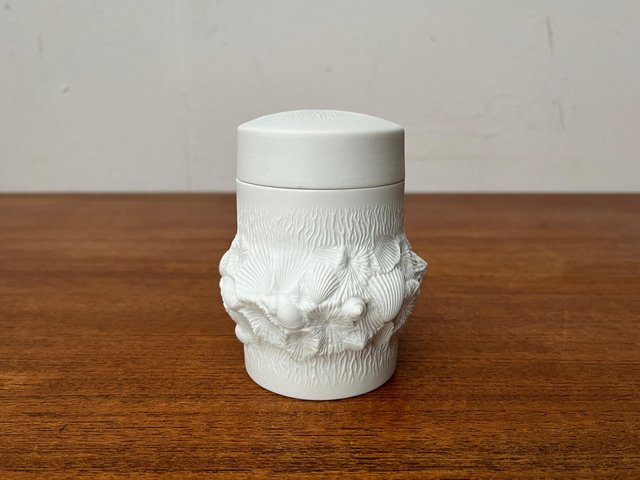 Mid-Century German White Porcelain Box with Lid with Shell Design from ...
