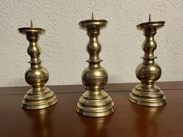 Three Ancient Baroque Candlesticks, Set of 3 for sale at Pamono