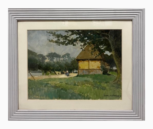 Henry Maurice Cahours, Cauchaise Farm, 1930s, Tempera for sale at Pamono
