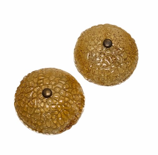 Lampade da incasso Mid-Century in vetro ambrato, anni '70, set di 2 in ...