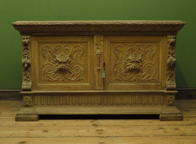Antique Carved Oak Green Man Cupboard for sale at Pamono