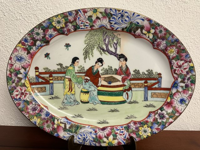 Vintage Japanese Porcelain Plate with Nankin Family Rose Decor for sale ...