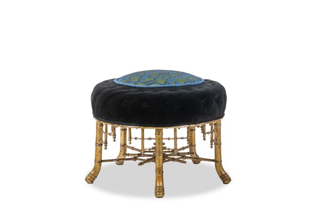Antique Pouf in Gilded Wood, 1880 for sale at Pamono