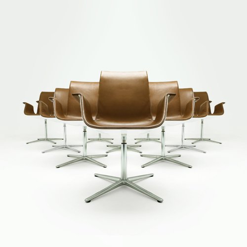 Butacas FK 6728 de edición especial con respaldo alto de cuero coñac y ...