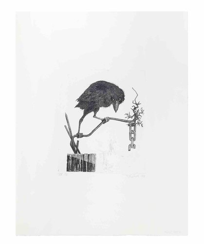 Leo Guida, Crow on the Branch, Etching, 1972 for sale at Pamono