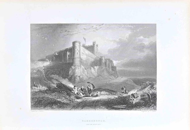 George Balmer, Bamborough (from the North West), Lithograph, 19th ...