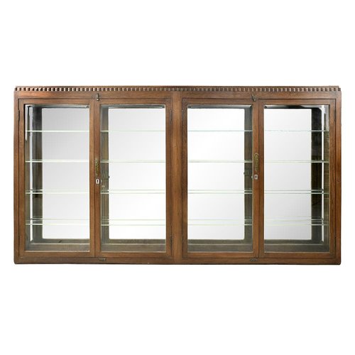 Large Patinated Wooden Wall Display for sale at Pamono