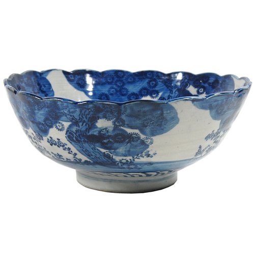 Meiji Porzellanschale in Blau & Weiß, Japan, 1890er bei Pamono kaufen