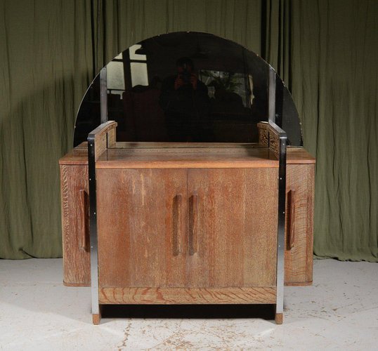 Mobile bar Art Déco in compensato Venesta e quercia sbiancata di Marcel ...
