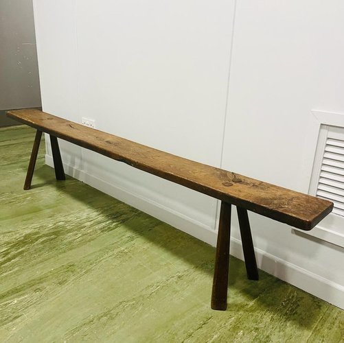Vintage Rustic Oak Long Bench for sale at Pamono