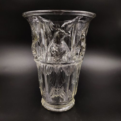 French Art Deco Glass Vase with Cockatoo Motif by Verlux, 1930s for ...