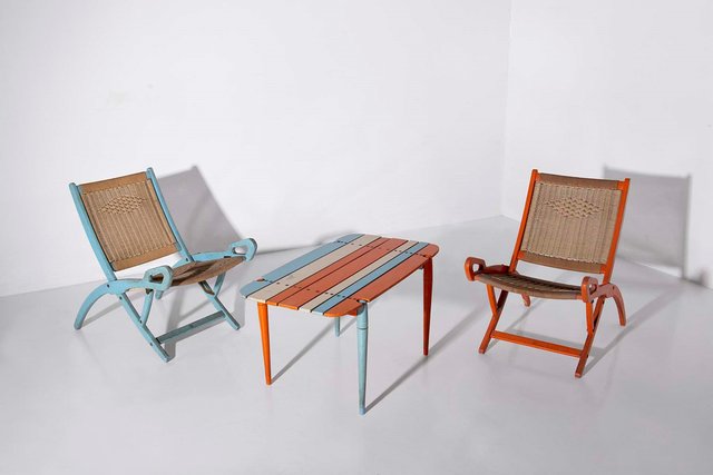 Nymphaeum Chairs with Table by Gio Ponti, 1950s, Set of 3 for sale at ...