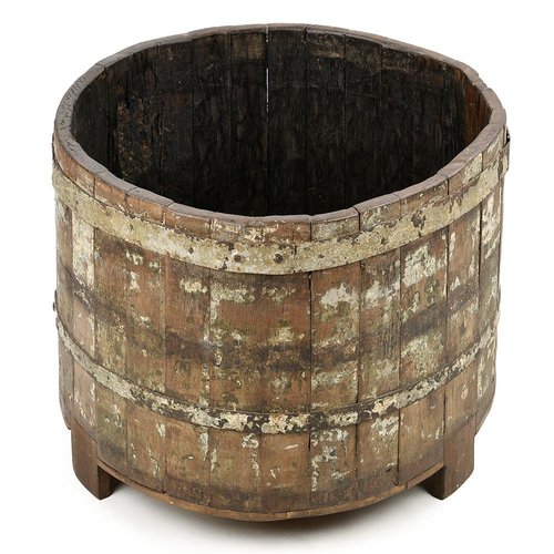 Rustic Solid Wood Barrel for sale at Pamono