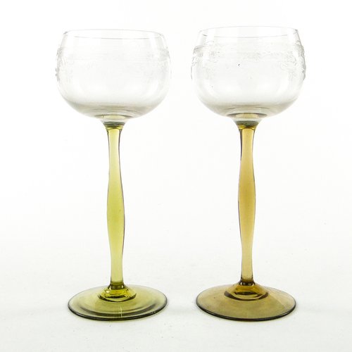 Bicchieri da vino Art Nouveau, Polonia, metà XIX secolo, set di 2 in ...