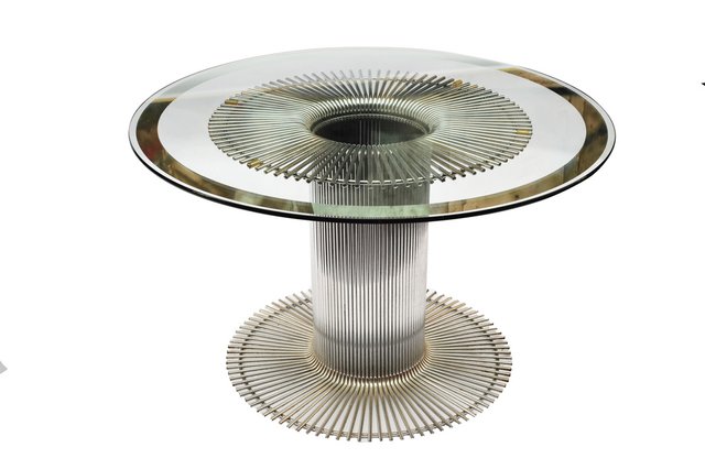 Tisch aus Chrom & Kristallglas von Gastone Rinaldi, 1970er bei Pamono ...