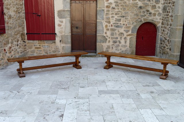 Set of French Oak Monastic Community Benches, 1890s for sale at Pamono