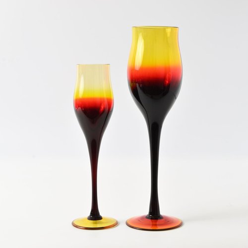 Yellow and Ruby Wine Glasses by Zbignew Horbowy, 1970s, Set of 2 for ...