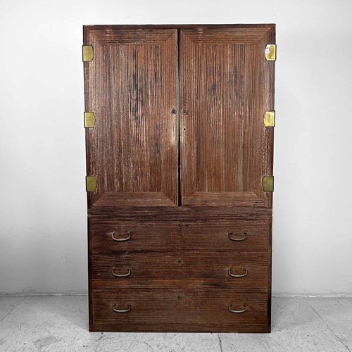 Two-Piece Paulownia Japanese Wardrobe, 1960s, Set of 2 for sale at Pamono